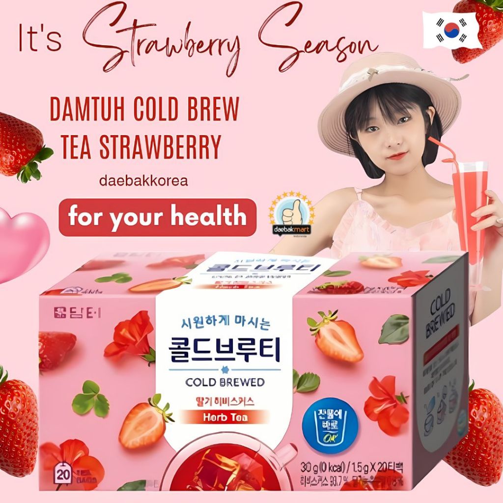 Jual Damtuh Cold Brew Tea Strawberry Hibiscus 20 bag Korea tea | Shopee ...