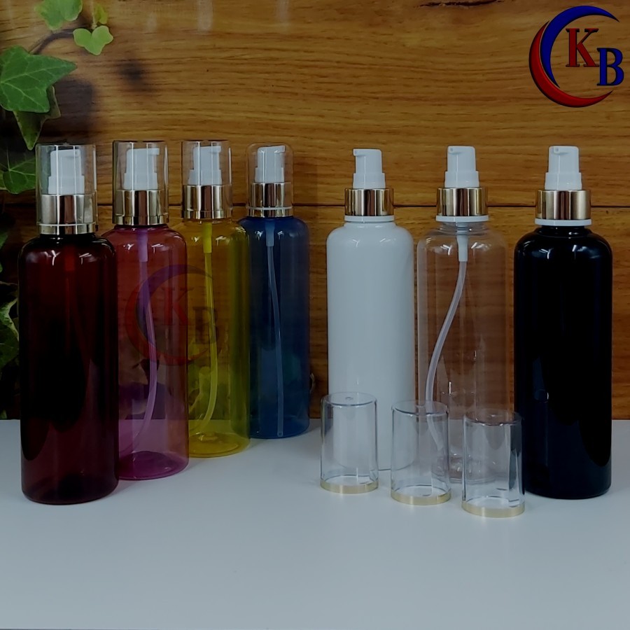 Jual BOTOL TREATMENT PUMP 250 ML FULL CAP GOLD / BOTOL PLASTIK PET BR 250ML | Shopee Indonesia