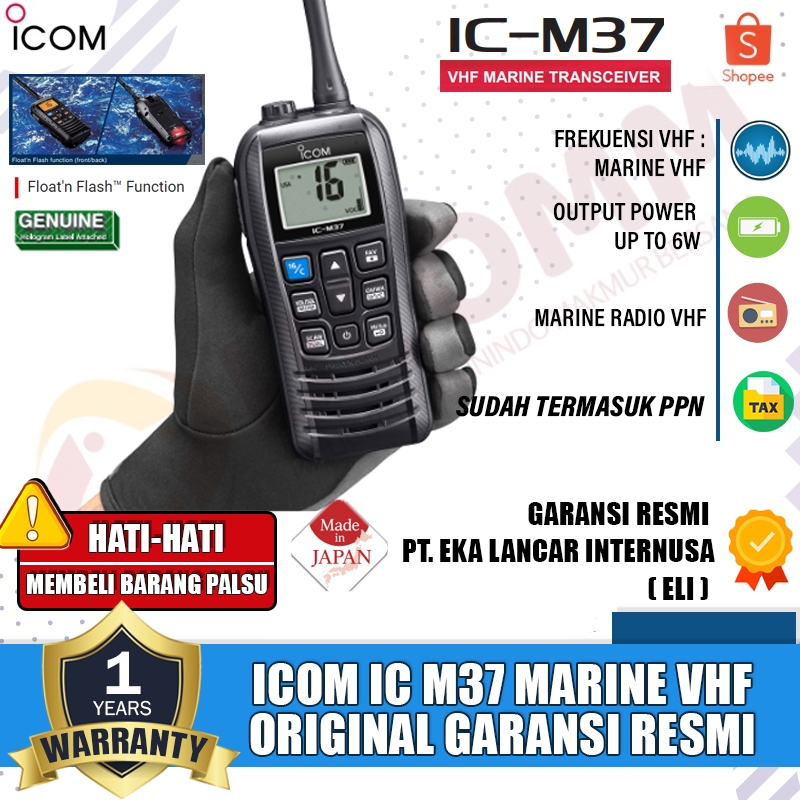 Jual ICOM Ic M37 M 37 VHF Marine HT Icom Marine VHF M-37 m37 Original Garansi | Shopee Indonesia
