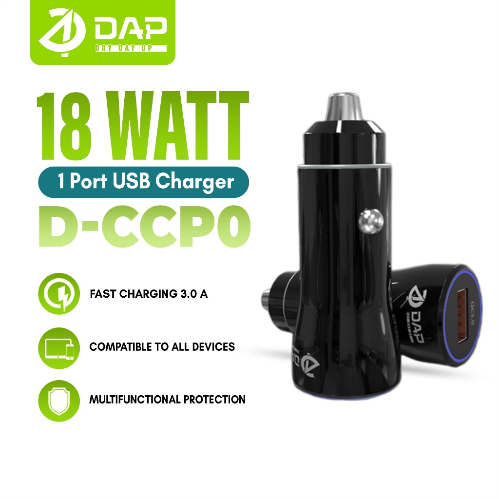 Jual DAP D-CCP0 Car Charger 18 Watt Port USB QC 3.0 Fast Charging ...
