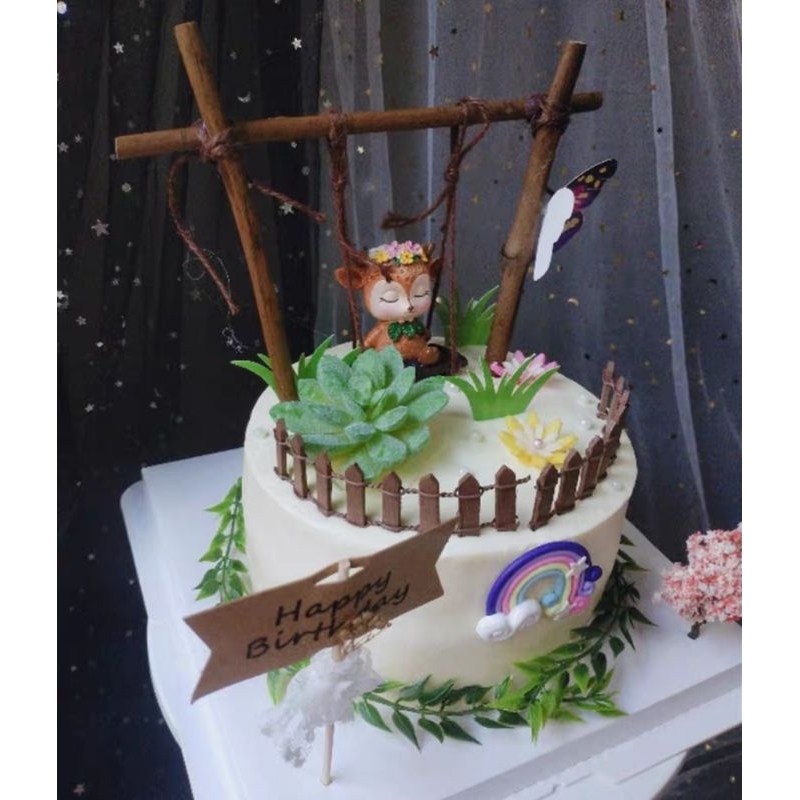 Jual Cake Topper Ayunan Kayu dan Rumput Jalar / Hiasan Kue Ayunan ...