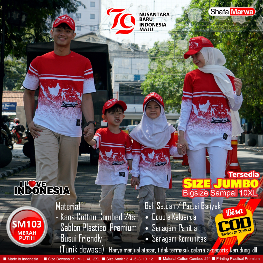 Jual Baju Merah Putih 17 Agustusan - Kaos Seragam Couple Edisi Kemerdekaan Agustus SM103 ...