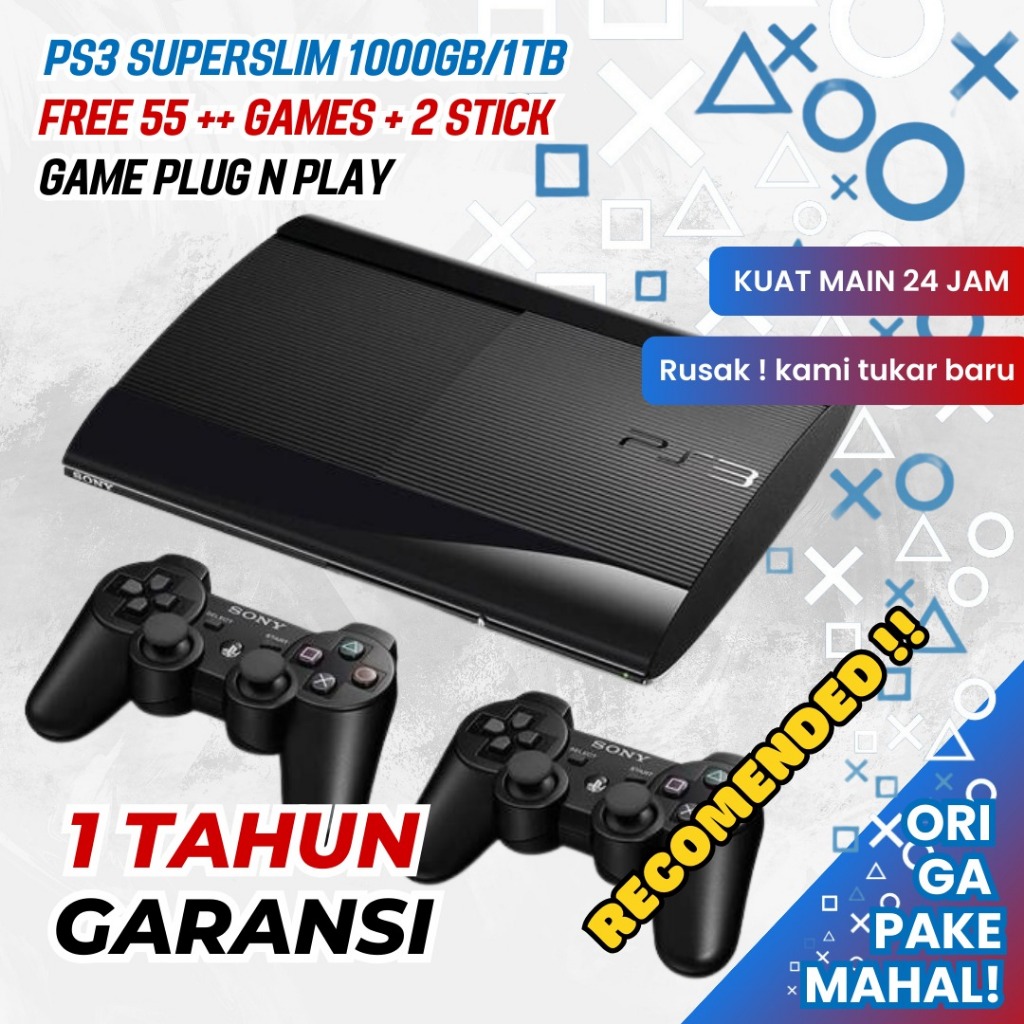Jual New PS3 500GB SuperSlim Sony Asli Full Games + 2 Stik | Garansi 1 Tahun | Shopee Indonesia
