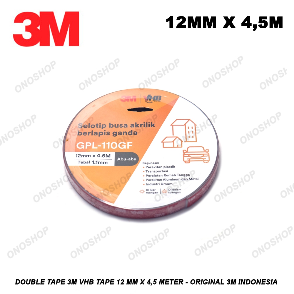 Jual Double Tape 3M VHB Tape 12 mm x 4,5 Meter - Original 3M Indonesia | Shopee Indonesia