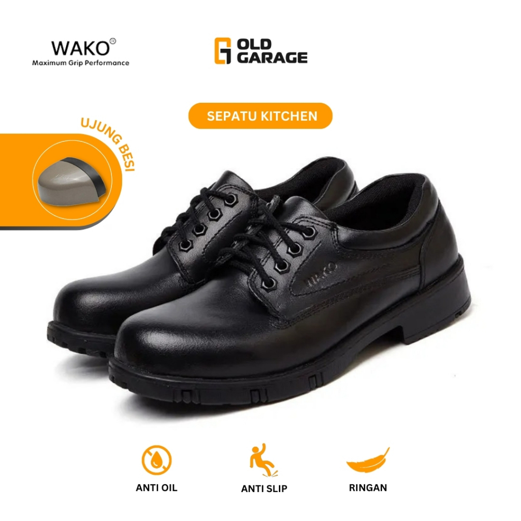 Jual Chef Shoes Sepatu Kitchen Pria Anti Slip Ujung Besi Wako 9801 ...