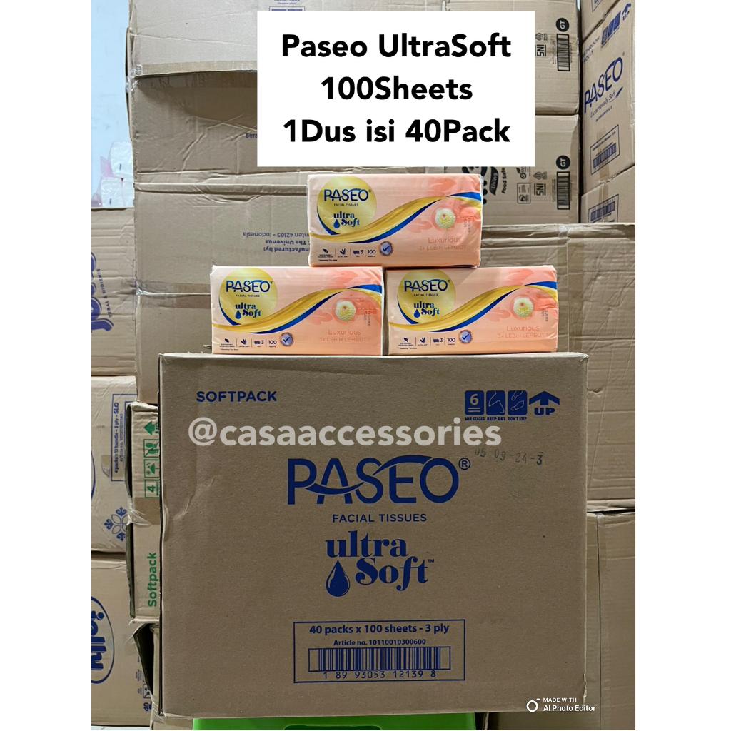 Jual Paseo ultra soft ultrasoft 100 sheets tissue wajah travel pack ...