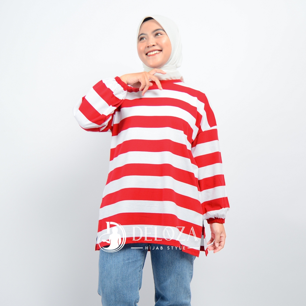Jual Kaos Merah Putih Spesial Kemerdekaan Atasan Striped Mix Color ...
