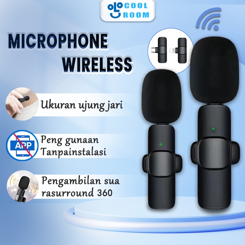 Jual COOLROOM Mikrofon Nirkabel Lavalier Microphone Wireless Mic ...