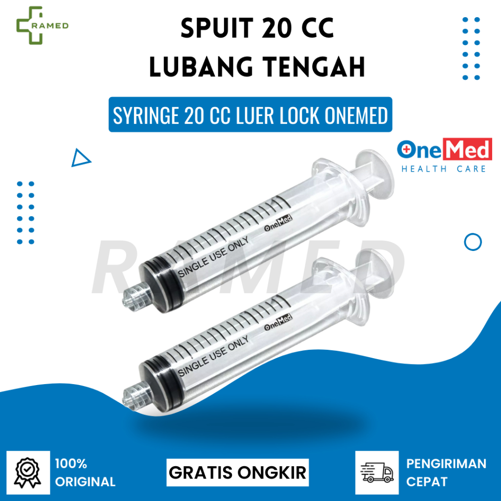 Jual Syringe 20cc Luer Lock Onemed / Spuit 20cc Lubang Tengah / Spuit ...
