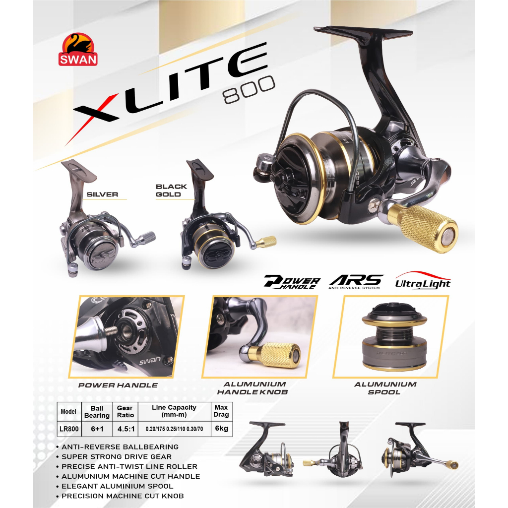 Jual Reel Pancing Swan X-Lite X Lite 800 Power Handle | Shopee Indonesia