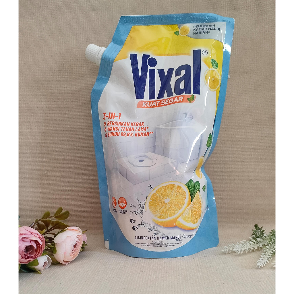 Jual Vixal Kuat Segar Pembersih Kamar Mandi Lemon Refill 600 ML ...