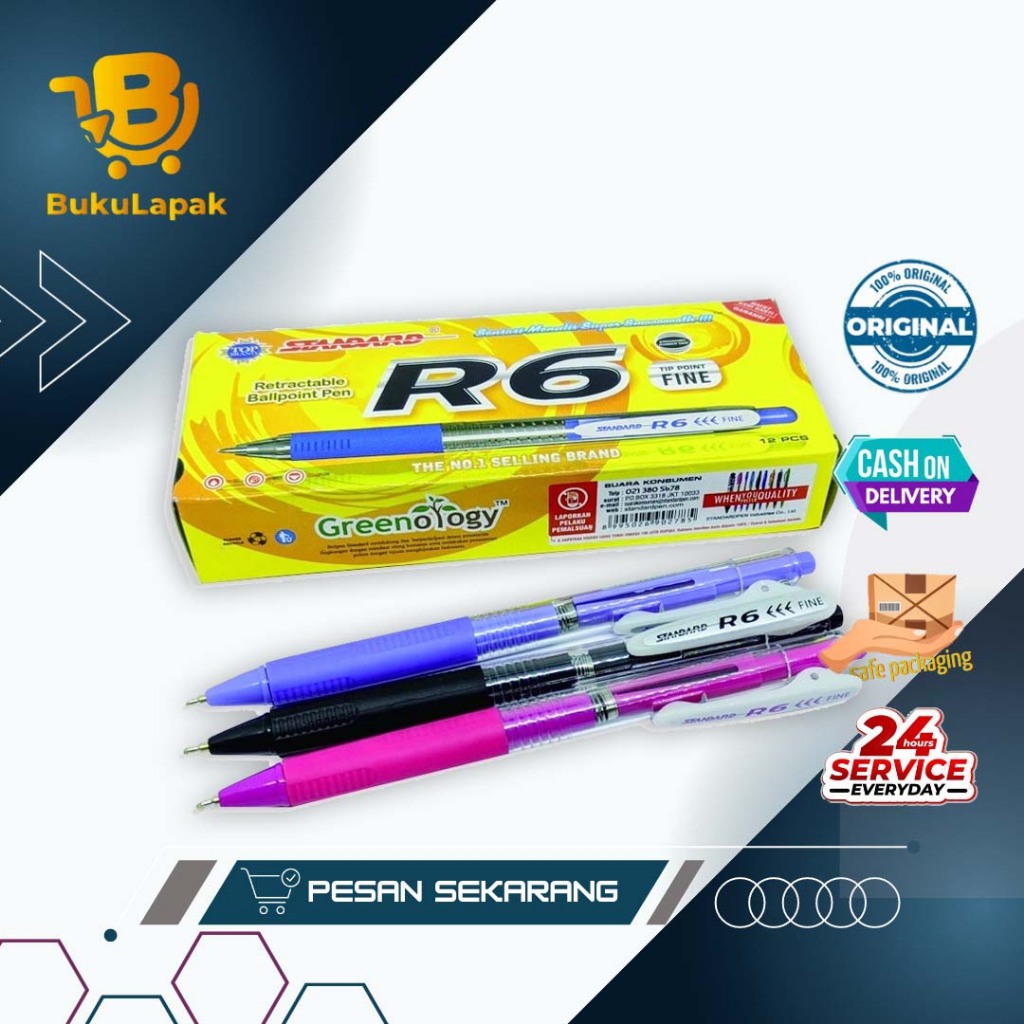 Jual Standard Pen - R6 0.5 ( Pulpen, Pena, Ballpoint ) | Shopee Indonesia