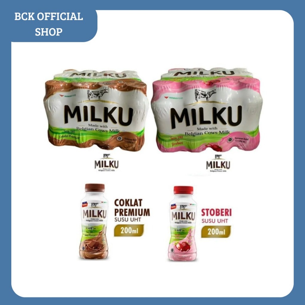 Jual Milku Susu UHT Coklat/Stroberi 12x 200ml (1Karton) | Shopee Indonesia