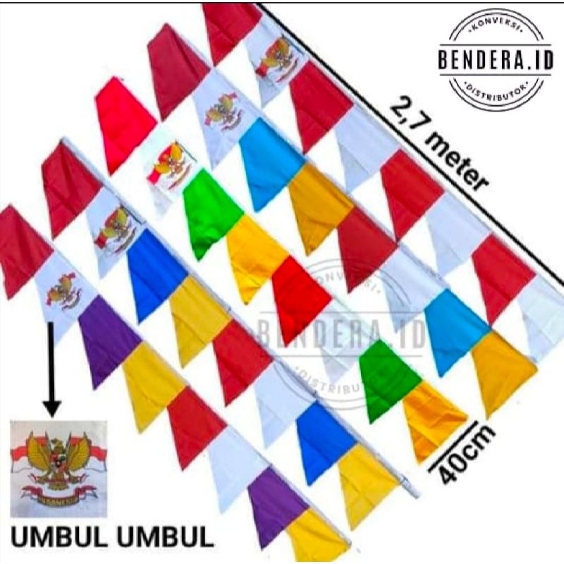 Jual Bendera umbul umbul warna warni panjang zigzag 8 daun(5pcs) | Shopee Indonesia
