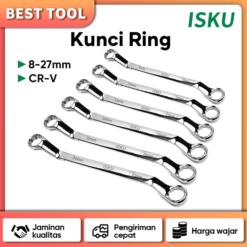 Jual ISKU Set Kunci Ring Pas Dual Purpose 8-27mm Alat / Kunci Double Ring Spanner Set | Shopee ...