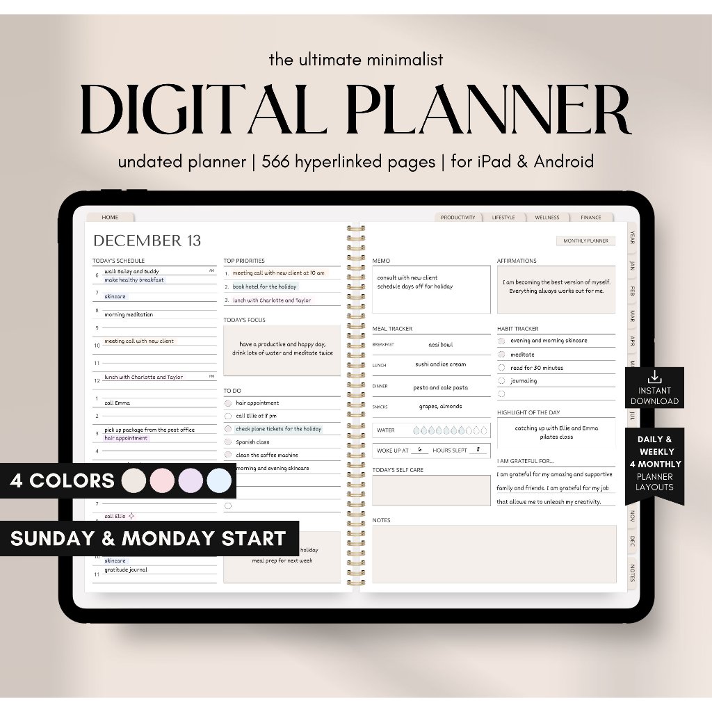 Jual Digital Planner, Undated iPad & Android Planner, GoodNotes Planner ...