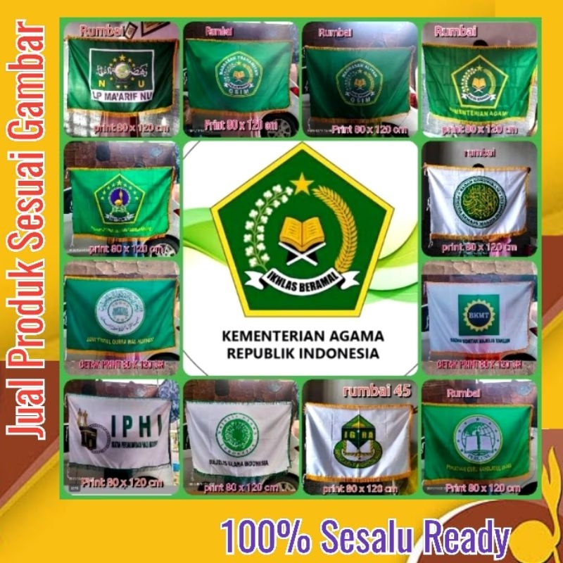 Jual bendera kemenag LP maarif BKPRMI BKMT IPHI JQH osim MA mts ...