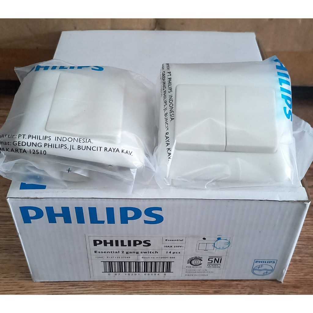 Jual SAKLAR PHILIPS ESSENTIAL 2 GANG SWITCH | Shopee Indonesia