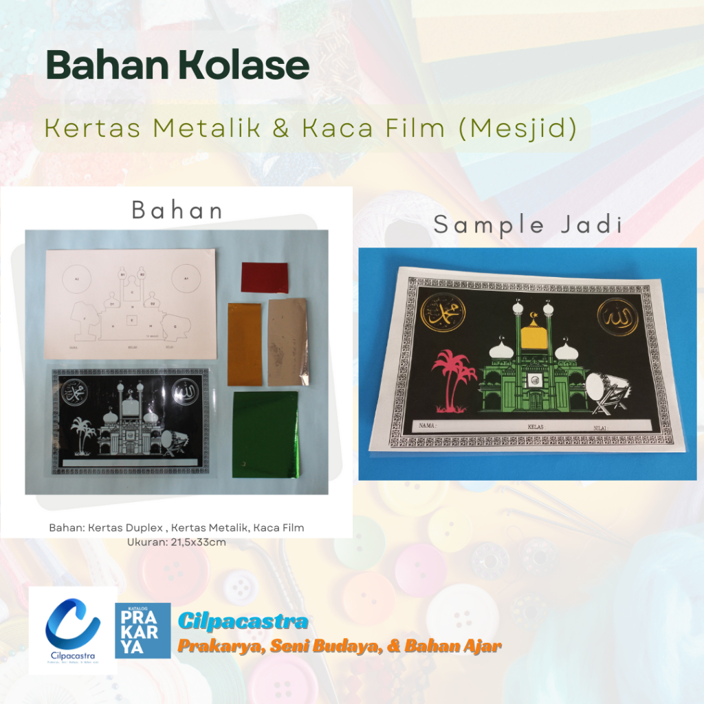 Jual Bahan Prakarya Kolase Mesjid, Kolase Kertas Metalik dan Kaca Film ...