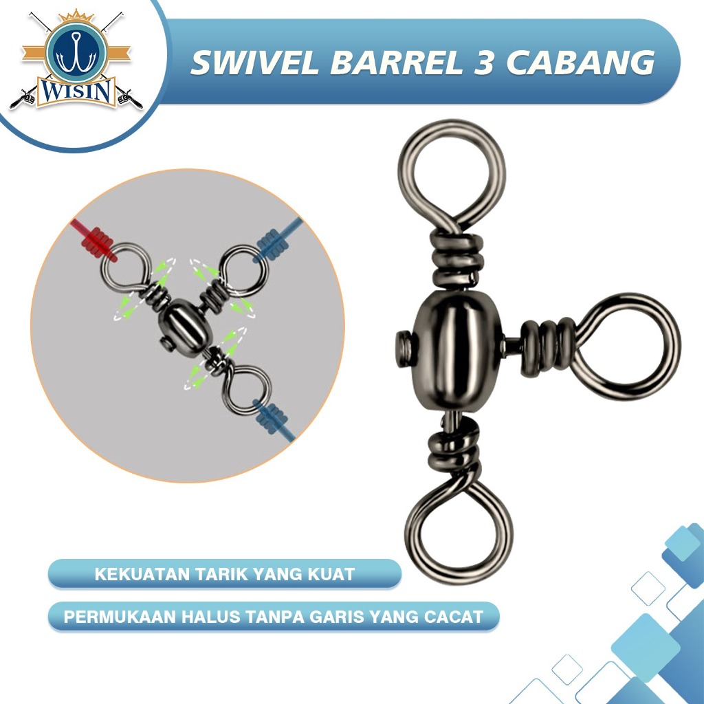 Jual WISIN WS-1004 KiliKili Barrel Swivel 3 Mata 3 Way Swivel Rangkaian ...