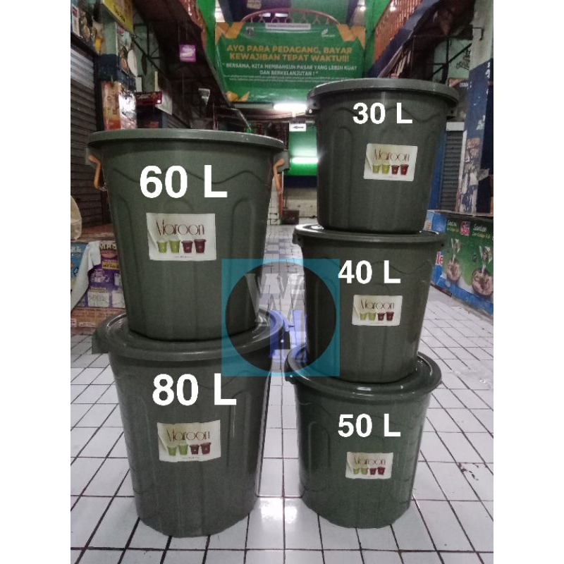 Jual Ember/Tong air/Ember tutup abu 30/40/50/60/80 Liter/Ember plastik tebal maroon | Shopee ...