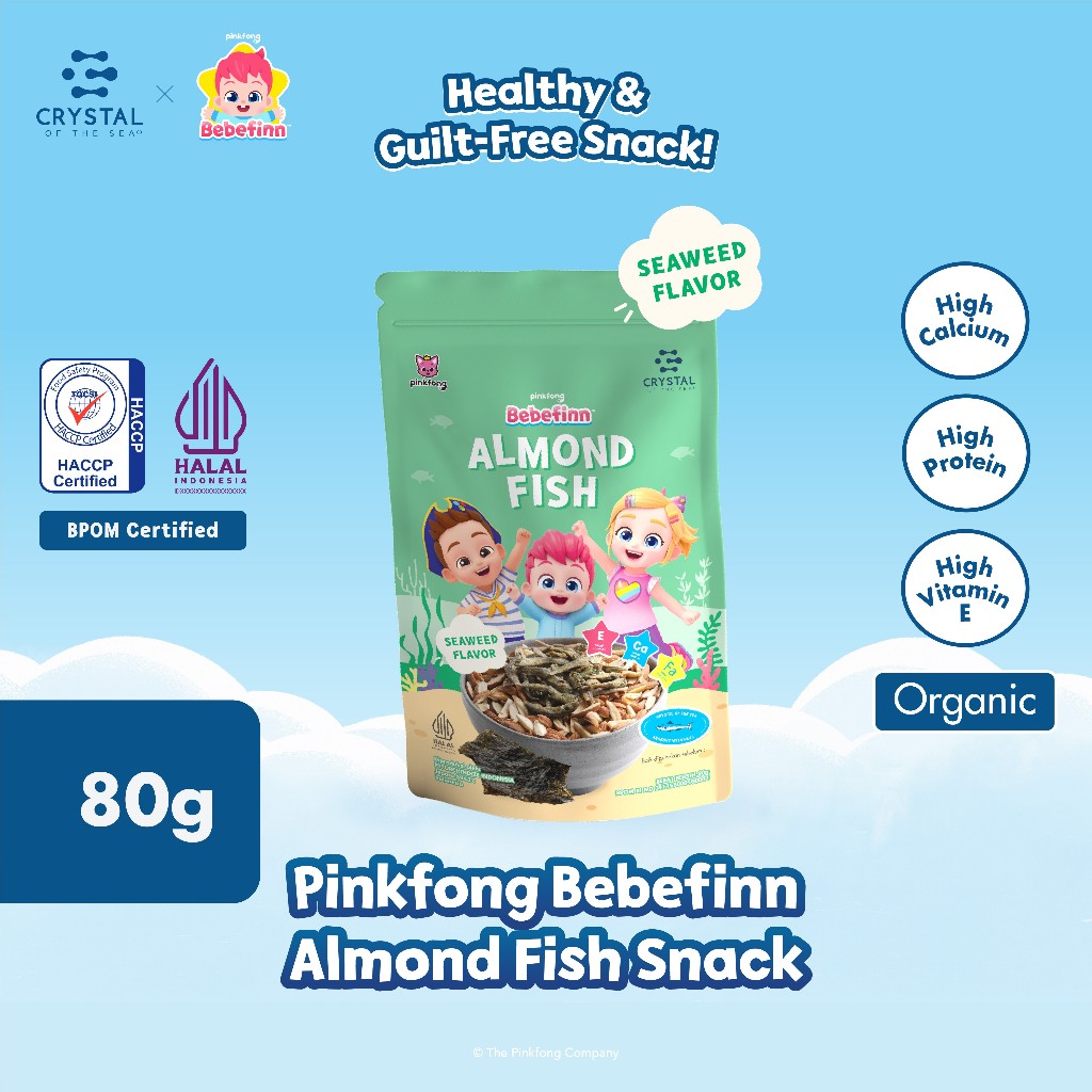Jual CRYSTAL OF THE SEA Pinkfong Bebefinn Almond Fish Snack Keripik ...