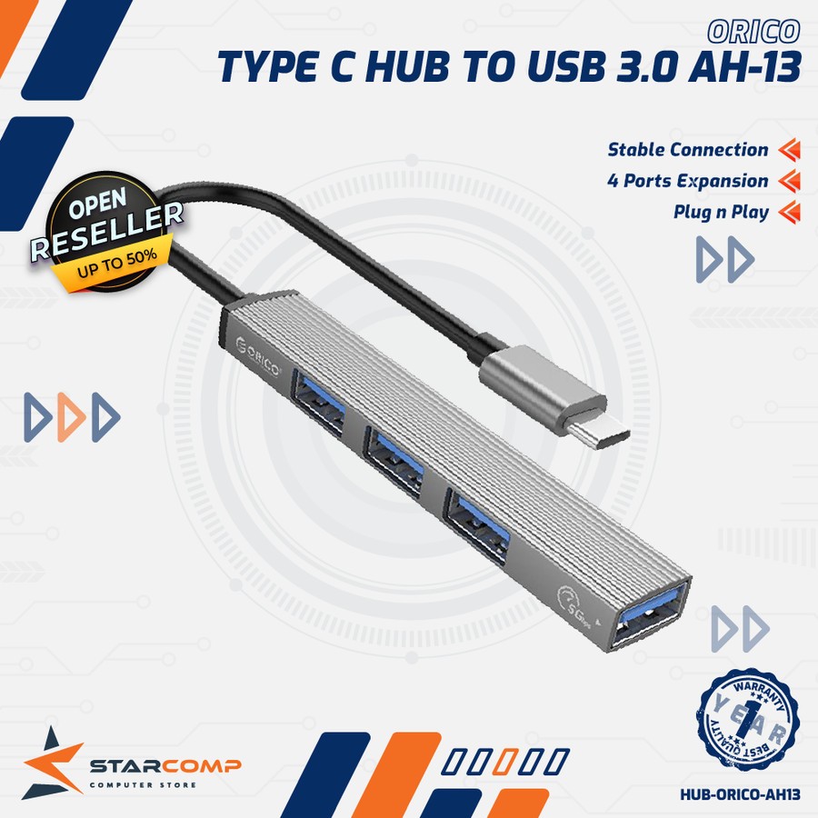 Jual ORICO Type-C Hub to USB 3.0 1 port USB 2.0 3 port- AH-13 | Shopee ...