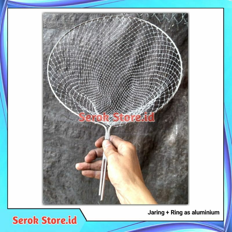 Jual jaring serok udang / serok ikan senar bahan ring aluminium padat ...