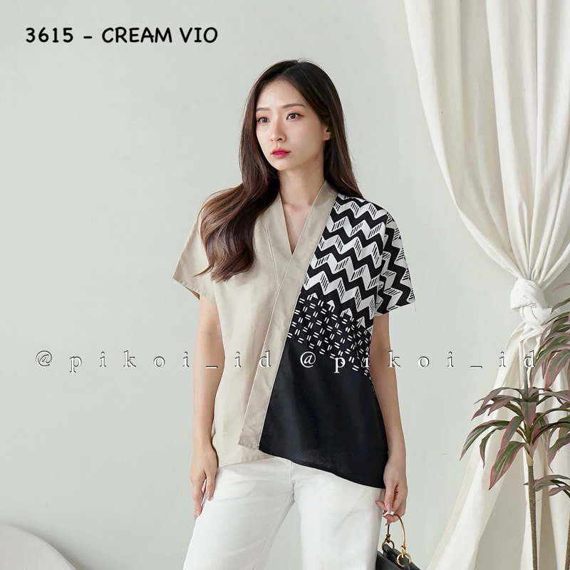 Jual Atasan batik wanita modern / blouse batik lengan pendek top batik ...