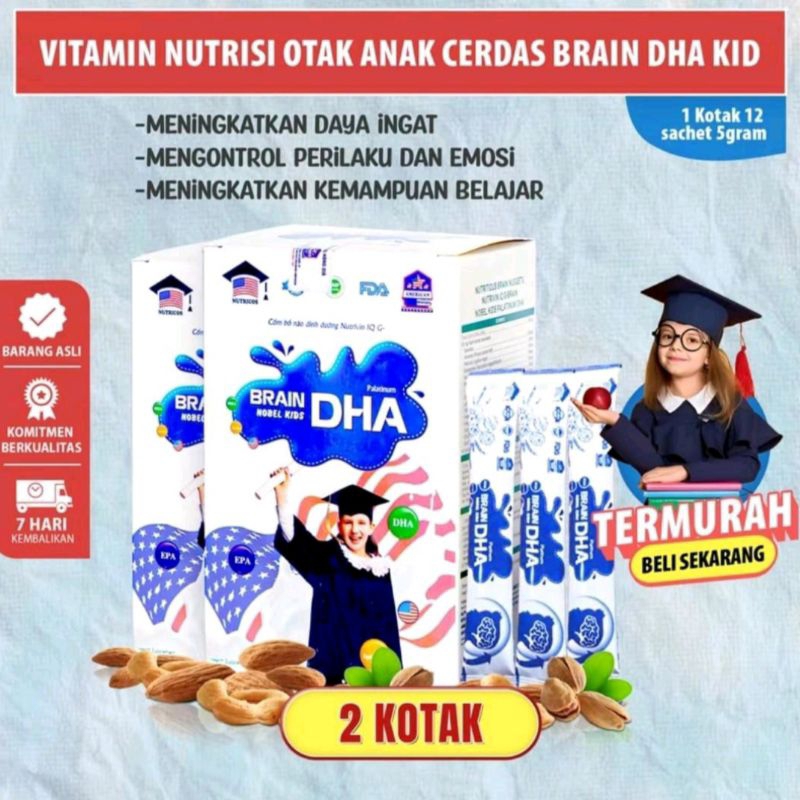 Jual DHA Brain KID 2 BOX Untuk Anak Otak Asli Membantu Anak Cerdas Daya ...