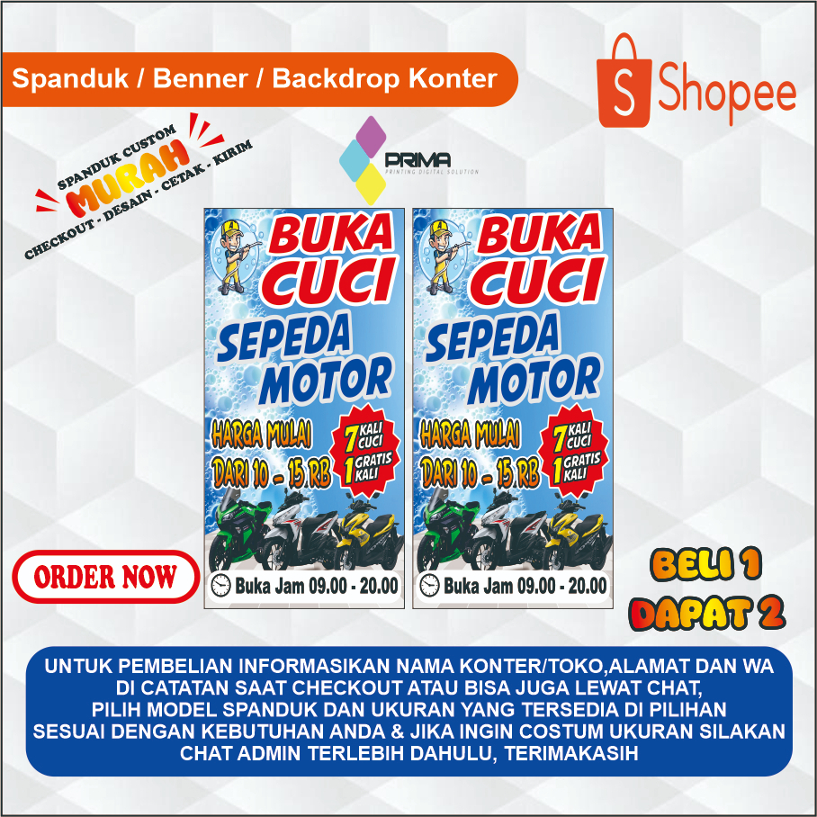 Jual SPANDUK BANNER CUCI MOTOR BELI 1 PAKET DAPAT 2 BANNER PROMOSI ...