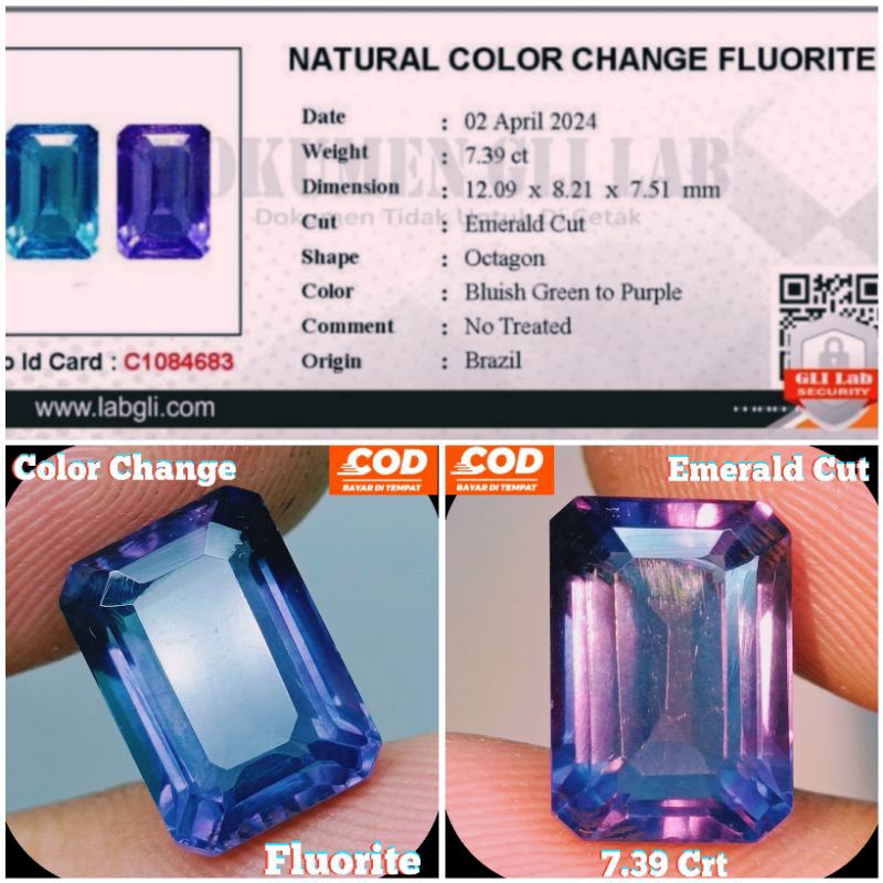 Jual NATURAL BATU PERMATA CCF - COLOR CHANGE FLUORITE HQ (FREE MEMO ...