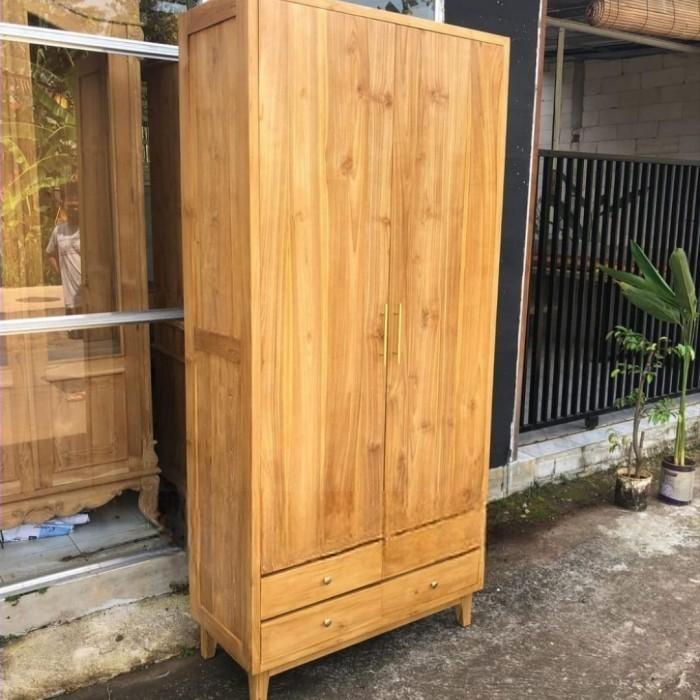 Jual Lemari Pakaian 2 Pintu Kayu Jati Minimalis, Almari Pakaian Anak 2 ...