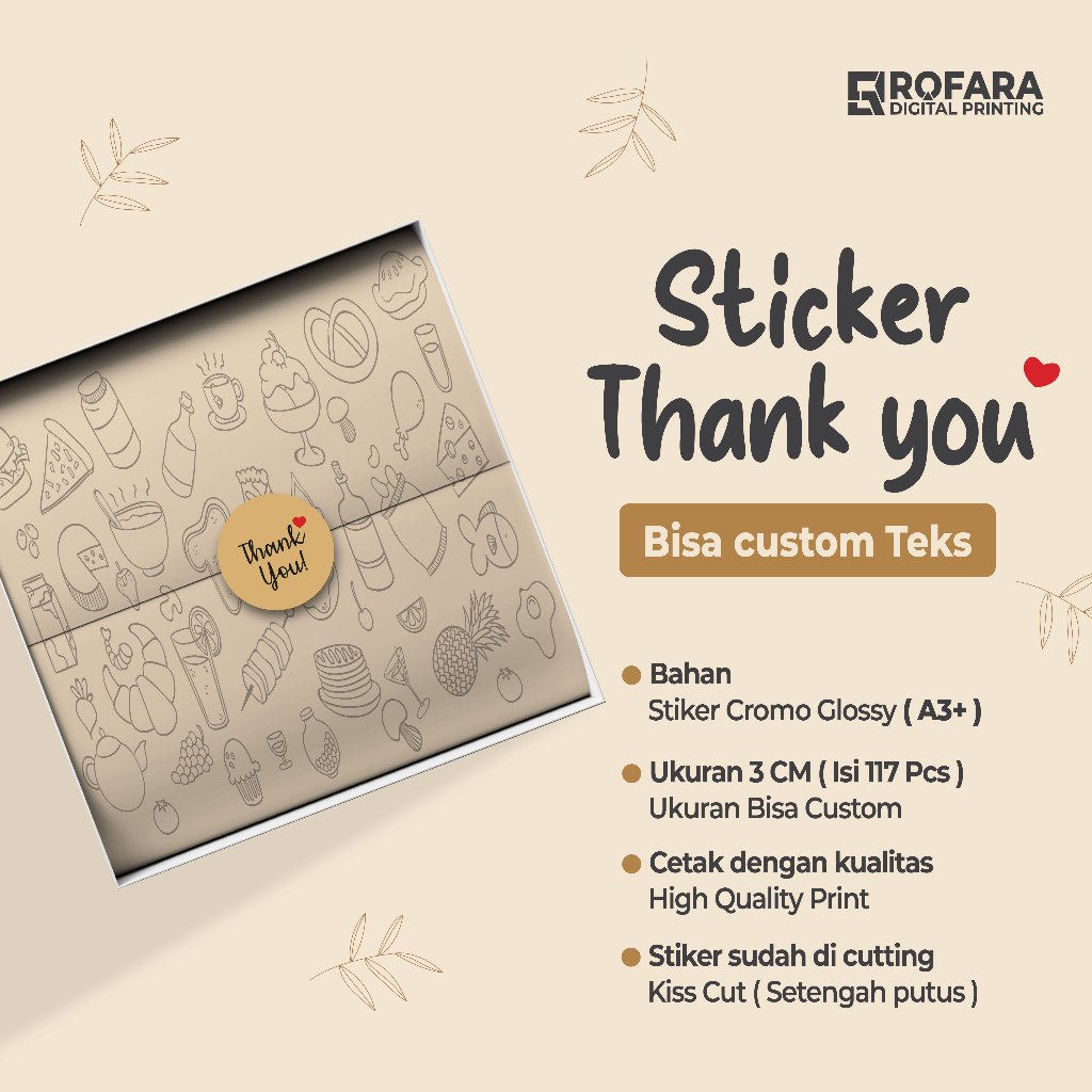 Jual Stiker Thank You | Bahan Cromo Glossy ( Bisa custom Desain, Teks ...