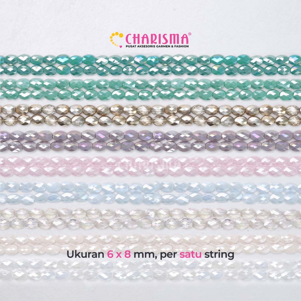 Jual Charisma Crystal Ceko Oval - Crystal Acrylic Bola 6 x 8mm / Harga Per String (±70 Butir ...