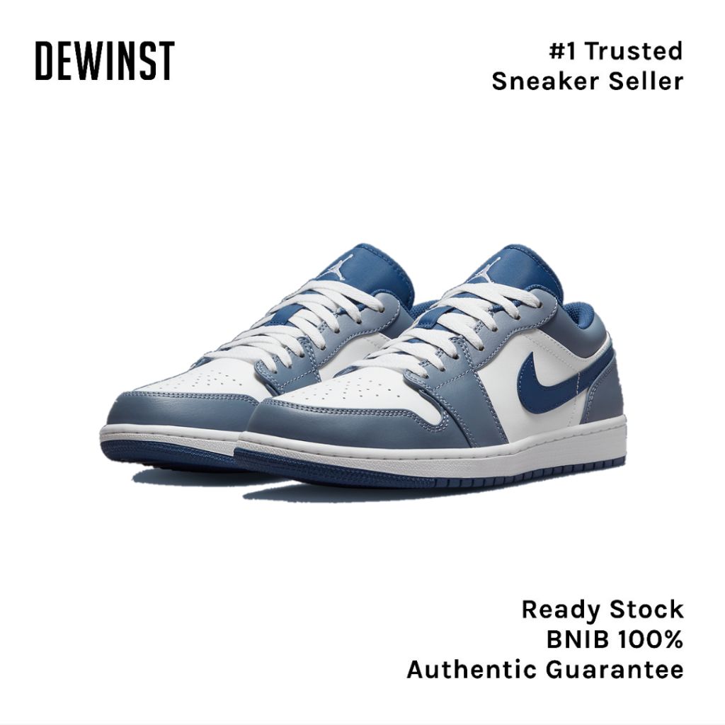 Jual Air Jordan 1 Low Ashen Slate Blue Men BNIB RESMI ORIGINAL | Shopee ...