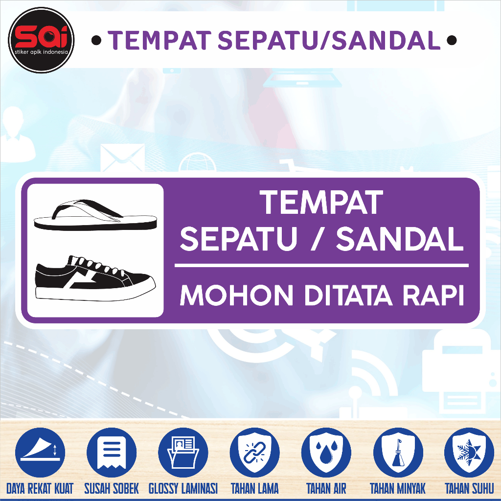 Jual Stiker vinyl anti air TEMPAT SEPATU SANDAL laminasi glossy ...
