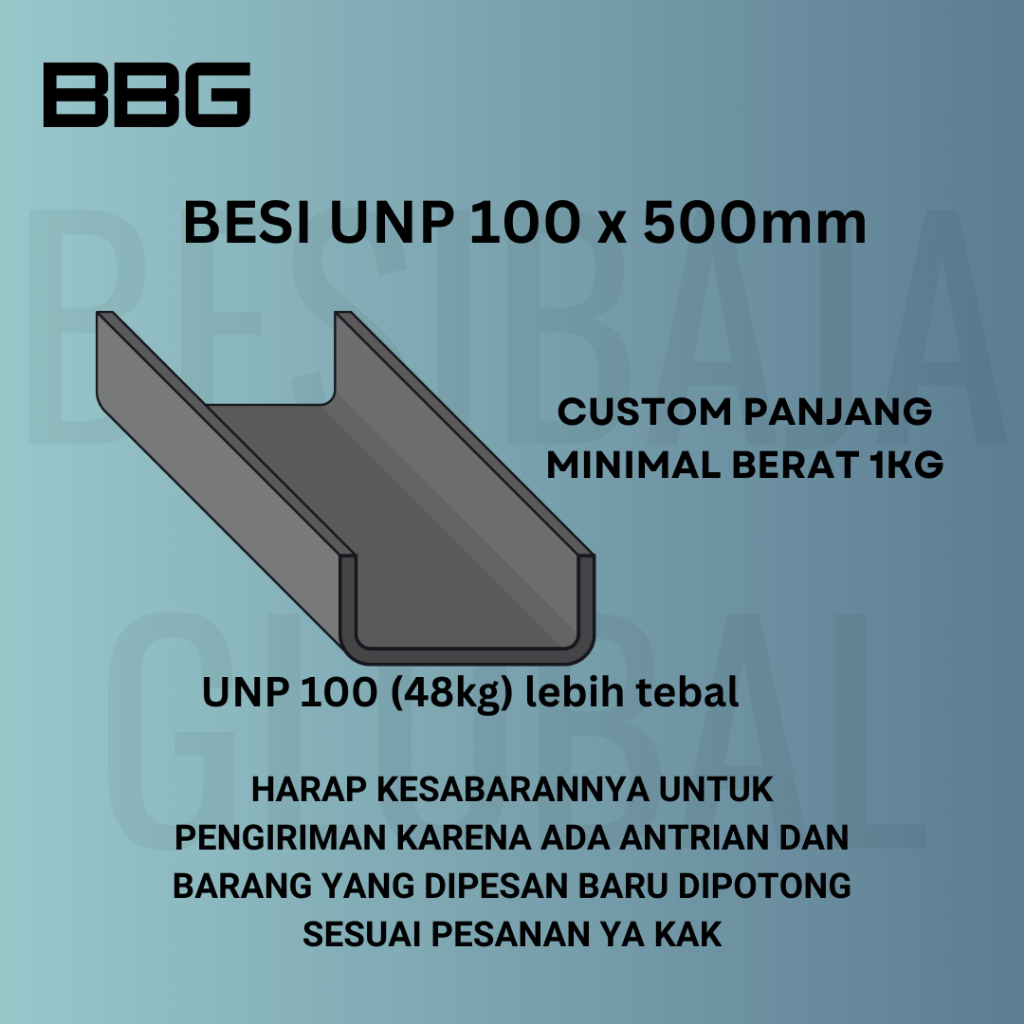 Jual BESI UNP 100 x 500mm (48kg) | Shopee Indonesia