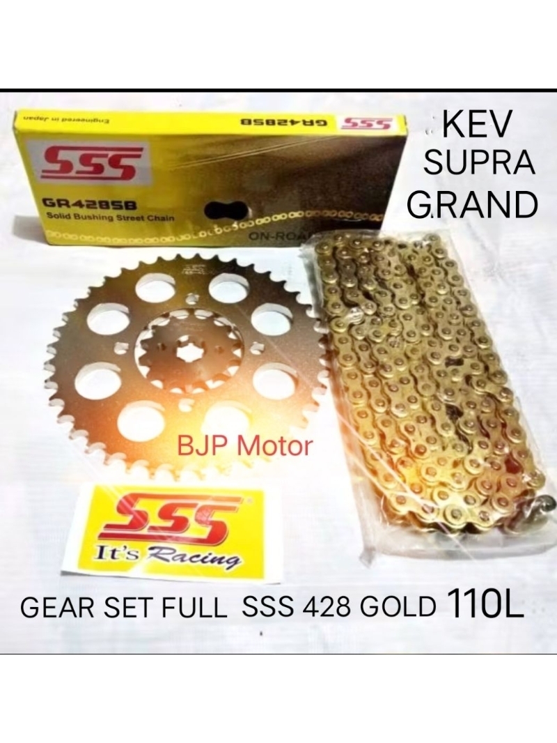 Jual Gear Set SSS 428 Grand Win Supra X rantai SSS 428 SB 110L 130L Gold dipilih ukuran gir ...