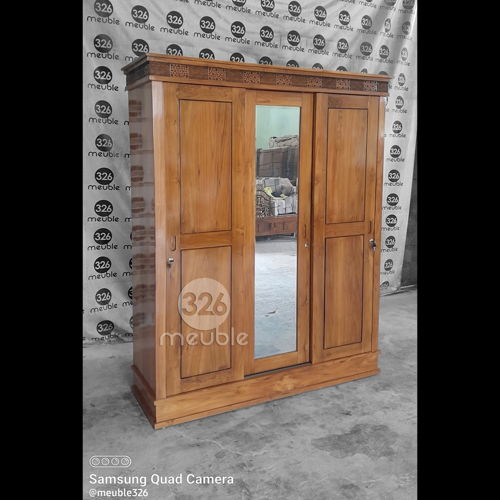 Jual Lemari 3 Pintu Jati Mebel Jepara - Almari Pakaian Minimalis ...