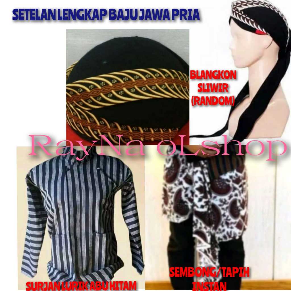 Jual BAJU KEMEJA JAWA PRIA | SURJAN LURIK ABU HITAM + SEMBONG/TAPIH INSTAN + BLANGKON SLIWIR ...