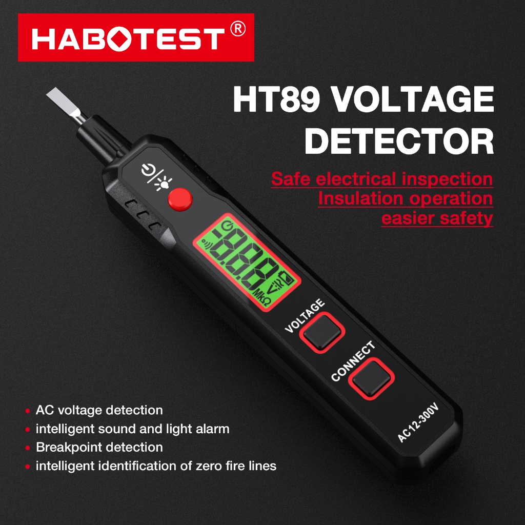 Jual HABOTEST HT89 Pena Uji Digital 12 ~ 300V Detektor Tegangan AC Pena ...