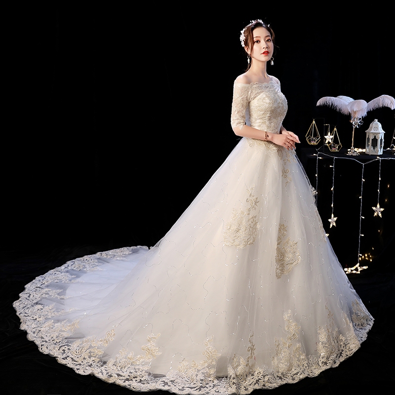 Jual Maxi gaun pengantin dari renda putih pesta pernikahan Ekor Panjang ...