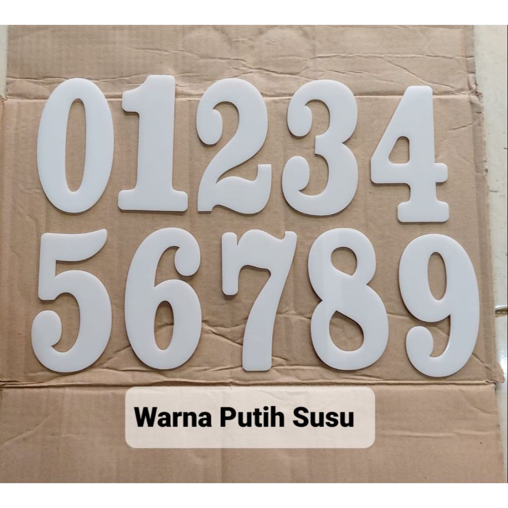 Jual ANGKA NOMOR RUMAH MIKA AKRILIK, WARNA PUTIH SUSU DAN HITAM TEBAL ...