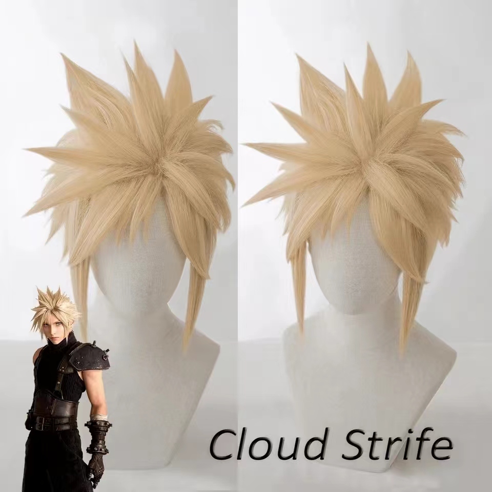 Jual Cloud Strife Wig Final Fantasy VII Remake Cosplay Blonde Synthetic Heat Resistant Hair ...