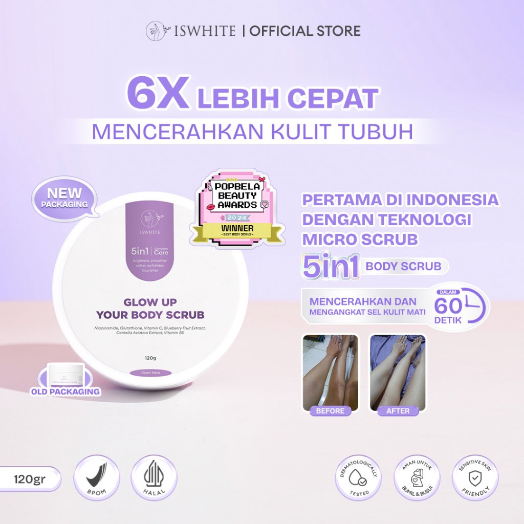 Jual ISWHITE Glow Up Your Body Scrub│Scrub Badan Mencerahkan dan ...