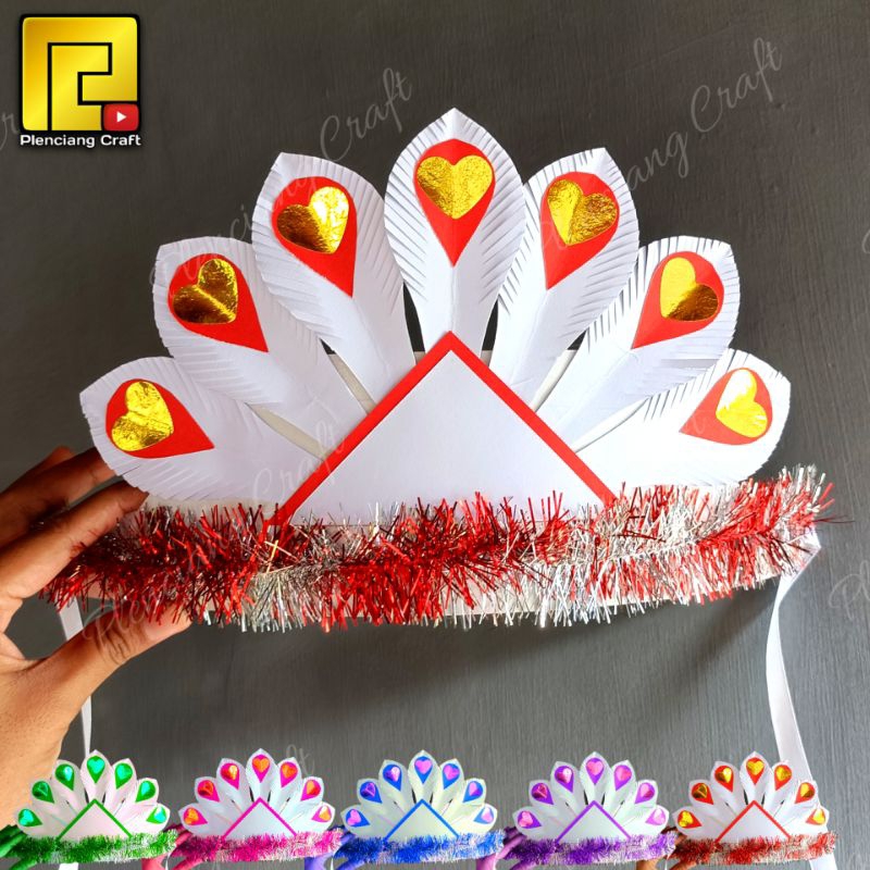 Jual [M.A]Bando bulu merak karnaval bando tari Hiasan Kepala Merah ...
