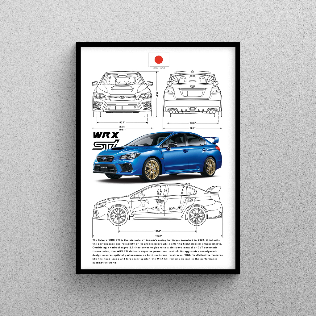 Jual ImmanI Subaru WRX STI Blueprint Poster + Bingkai | Shopee Indonesia