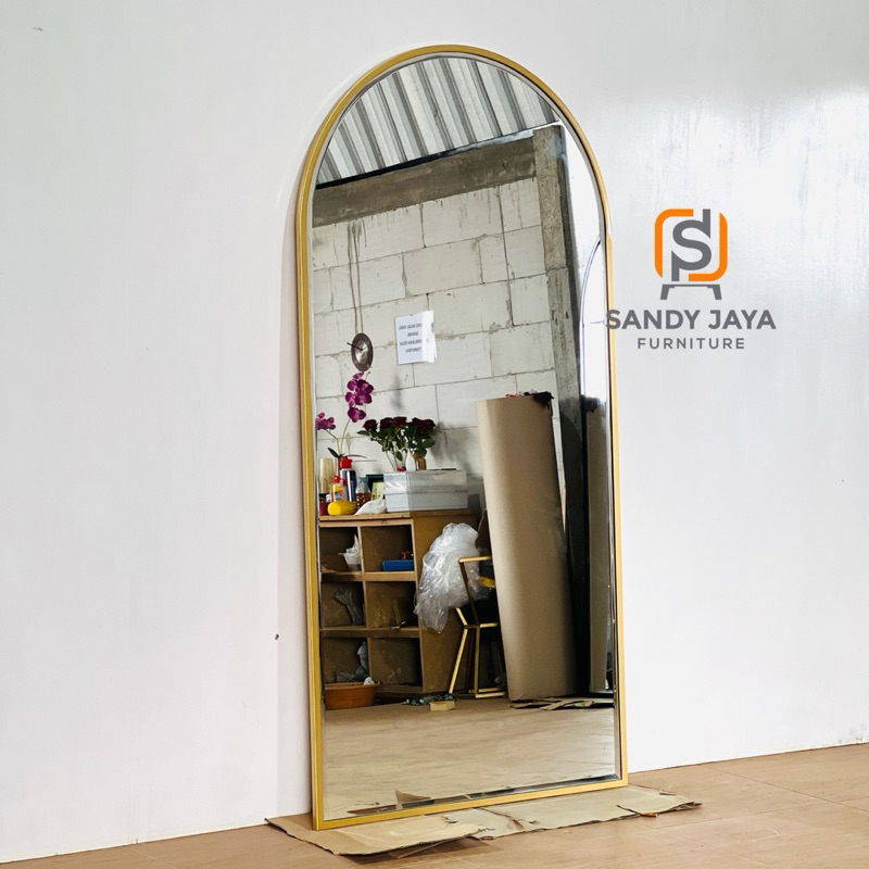 Jual standing mirror full body gold, cermin make up full body, cermin ...