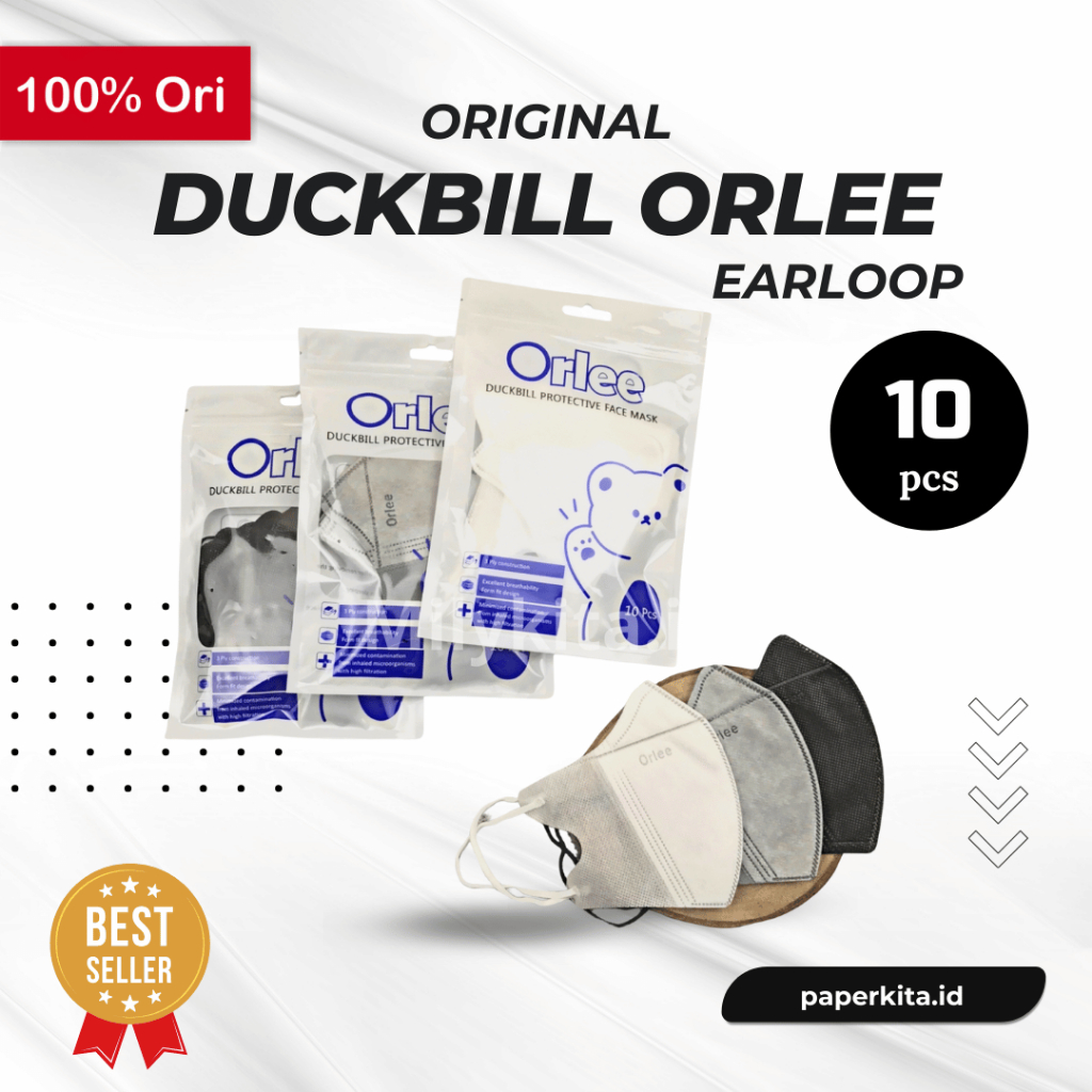 Jual Masker Orlee Duckbill 10 pcs Earloop Original Embos 3Ply Kemenkes ...